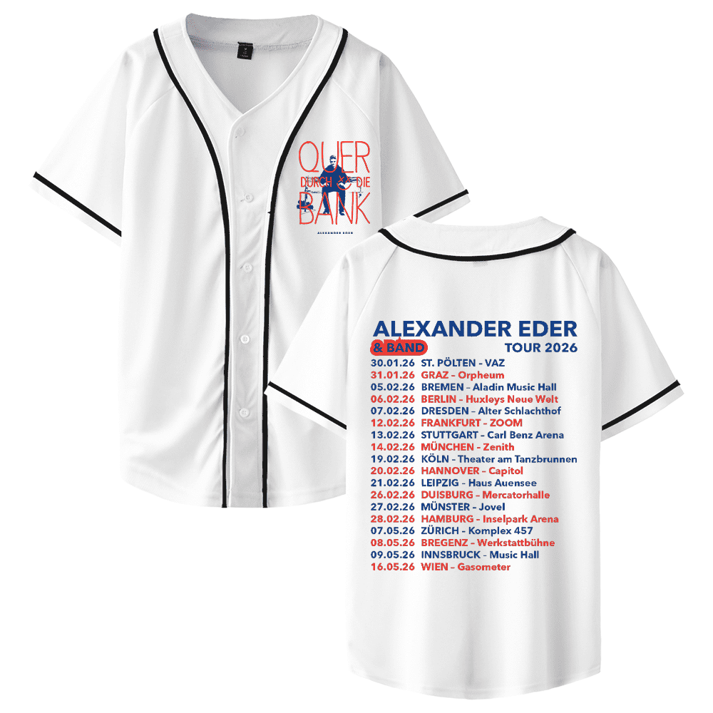 Alexander Eder Quer durch die Bank Tour 2026 Merch Baseball Jersey V ...