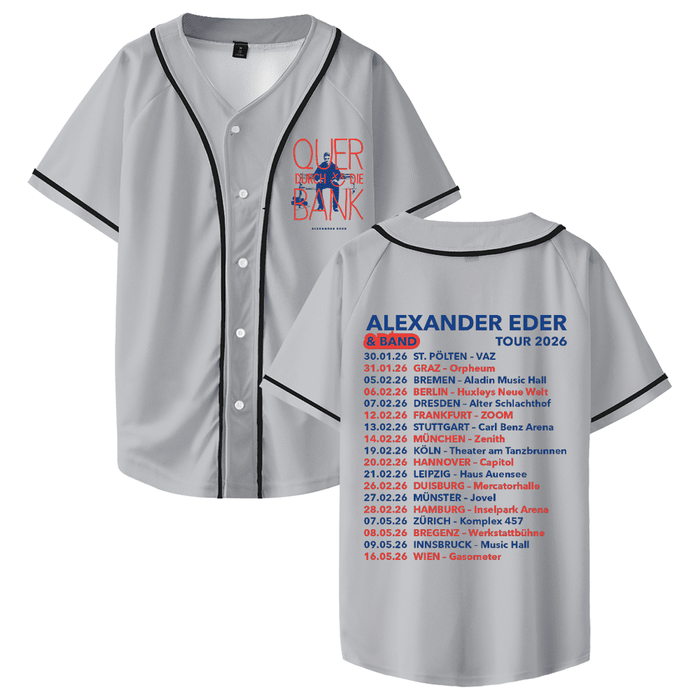 Alexander Eder Quer durch die Bank Tour 2026 Merch Baseball Jersey V ...