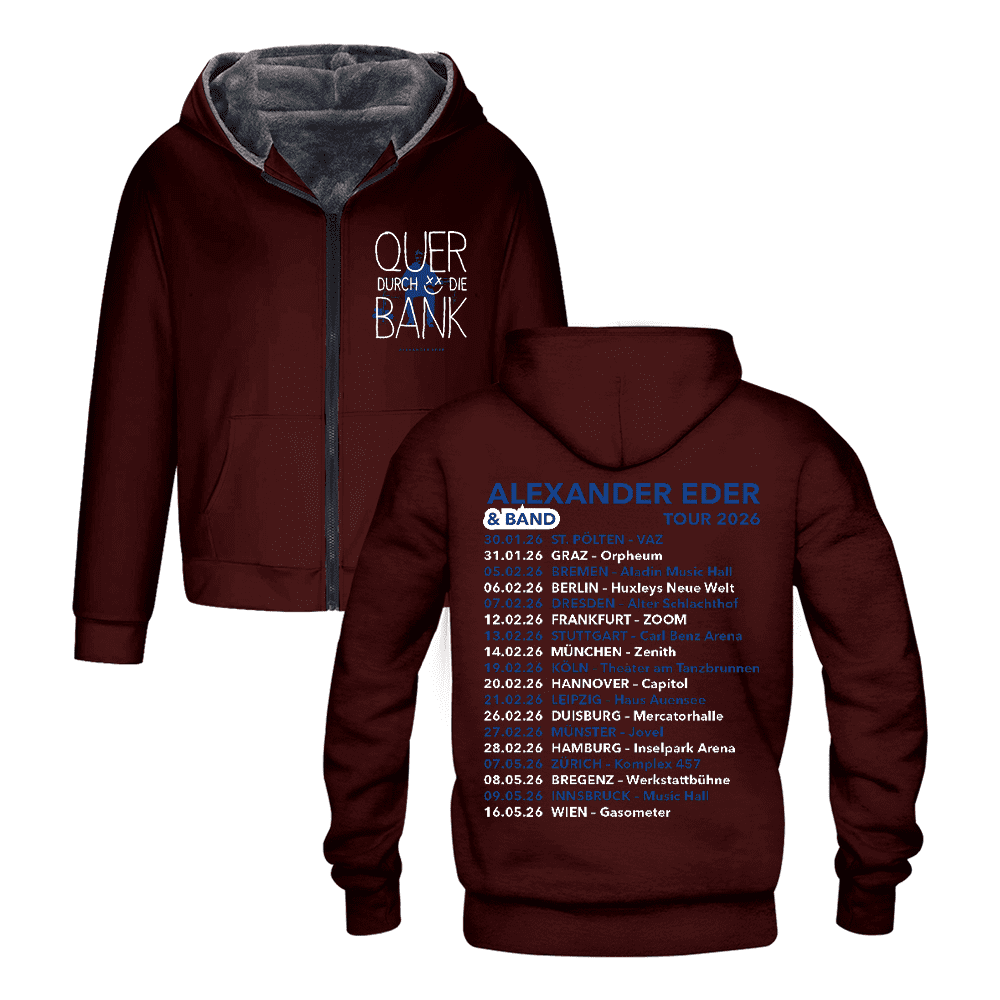 Alexander Eder Quer durch die Bank Tour 2026 Merch Zipper hooded cotton ...