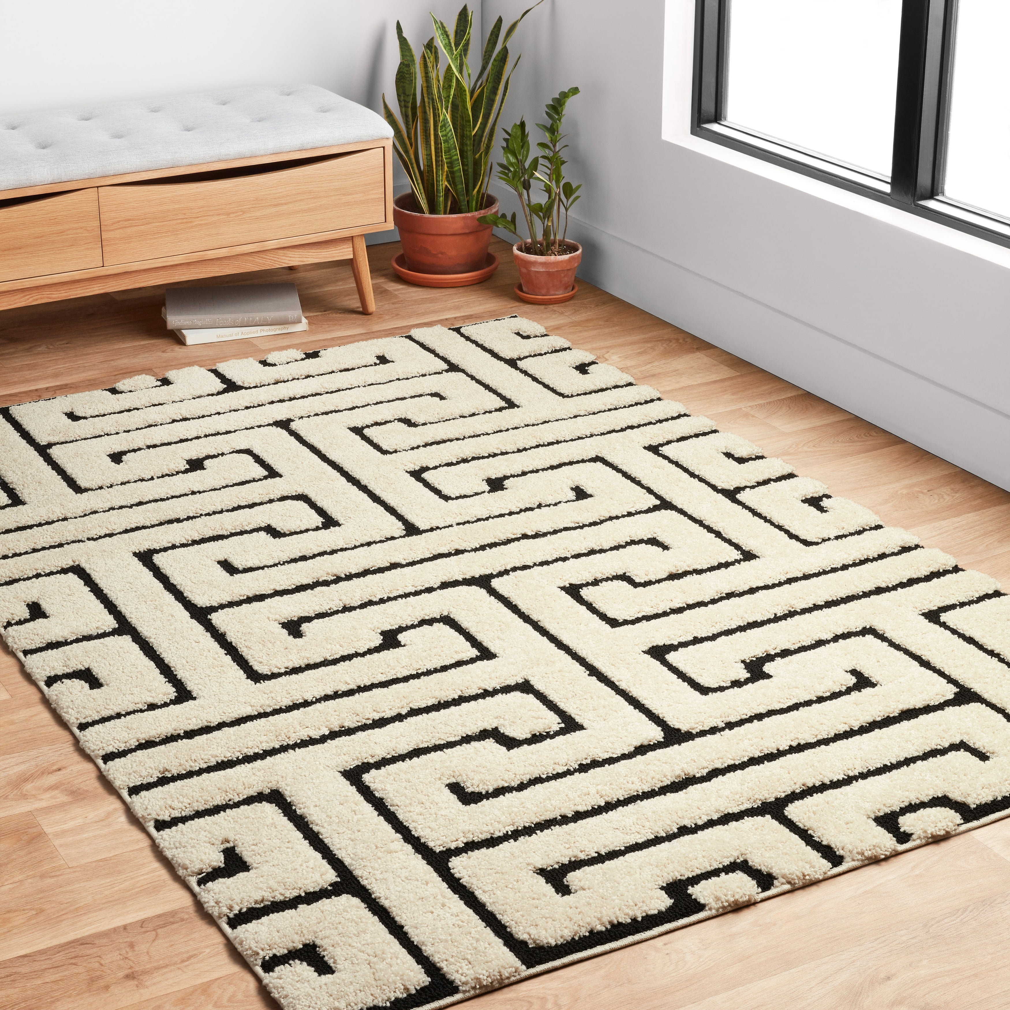 Alexander Home Julian Modern Greek-Key Shag Area Rug - Walmart.com