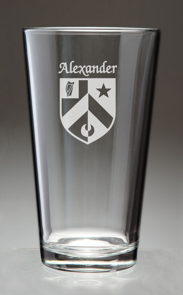 Alexander Irish Coat of Arms Pint Glasses - Set of 4 (Sand Etched ...