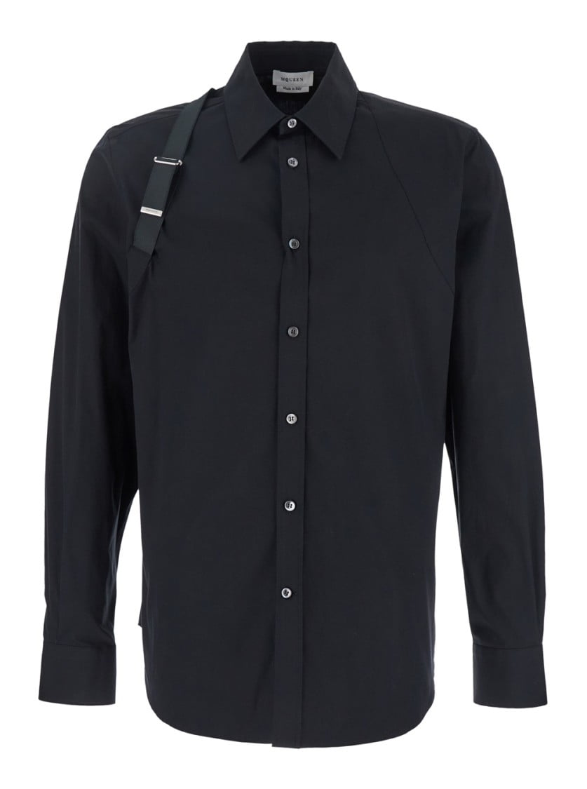 Alexander Mcqueen Harness' Black Shirt With Clasic Collar (Men's ...