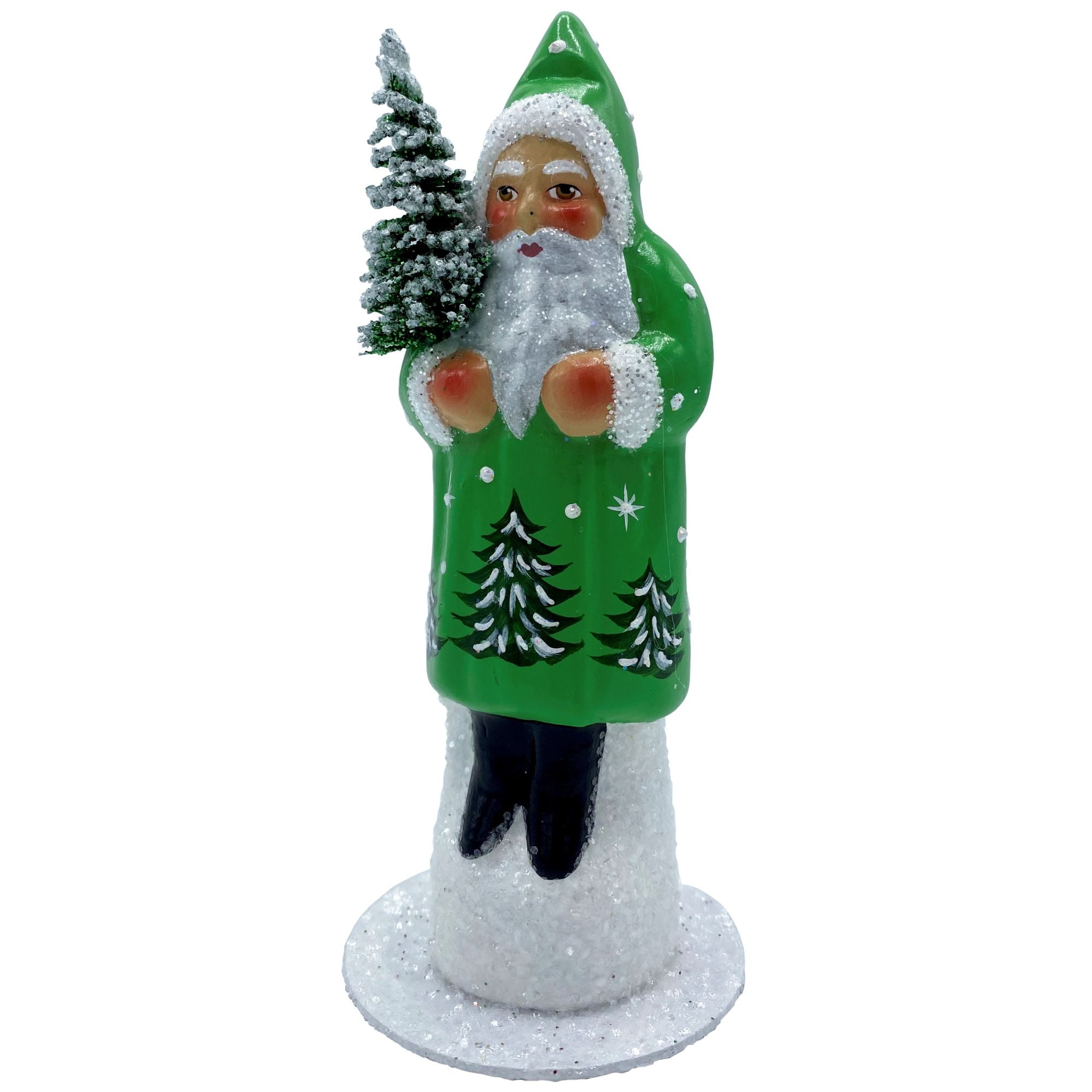 Alexander Taron 6" Green Santa with Tree Schaller Paper Mache Christmas ...