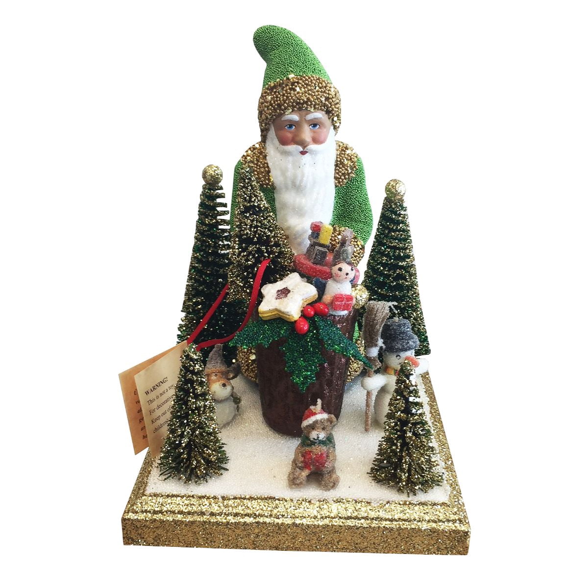 Alexander Taron 8.25" Green, Beige, and Red Handcrafted Santa Green ...
