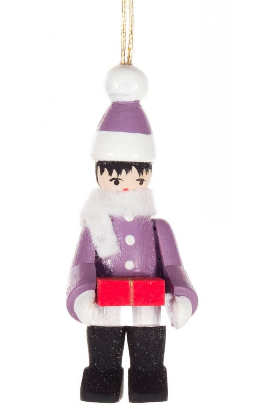 Alexander Taron Dregeno Ornament - A Child Riding on a sled in Purple ...