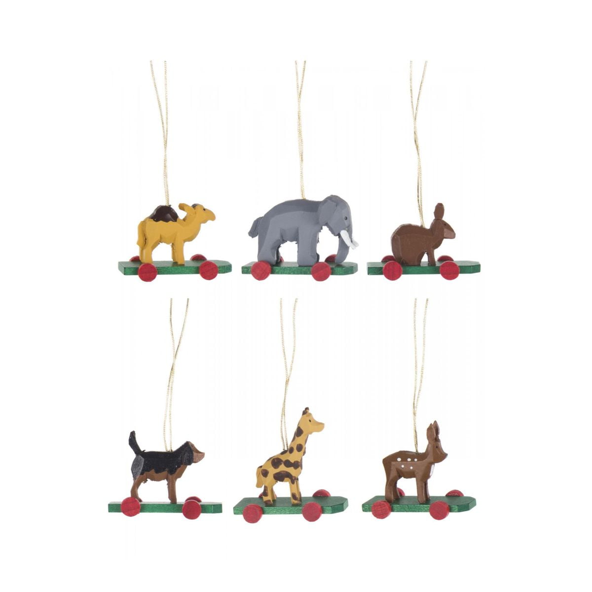 Alexander Taron Set of 6 Red, Green, and Brown Handcrafted Zoo Animals ...