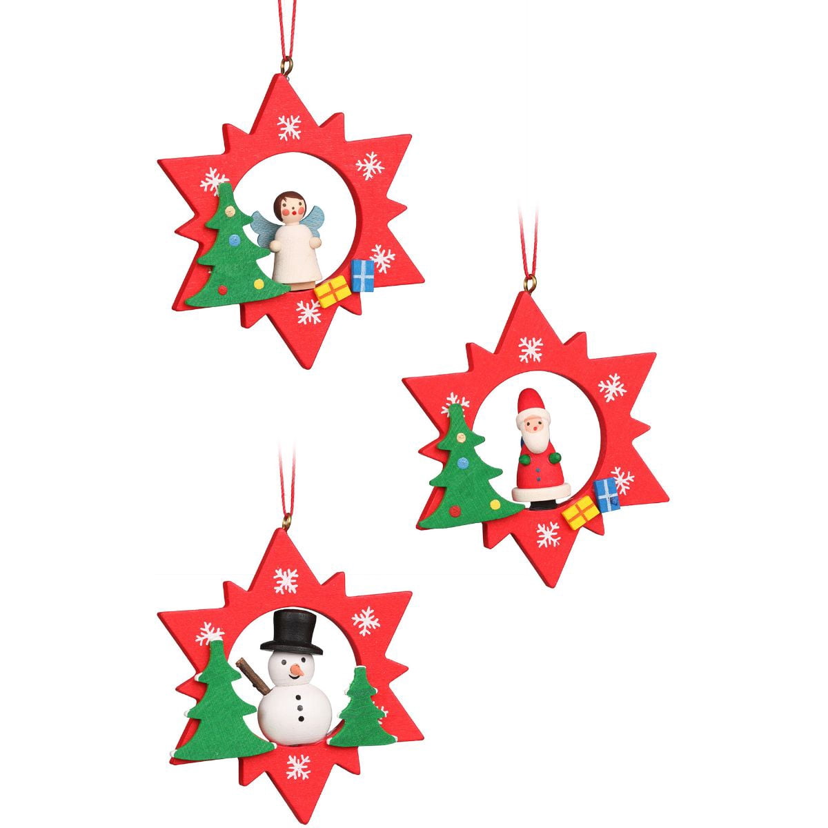 Alexander Taron Set of 6 Red, White, and Green Assorted Red Stars ...