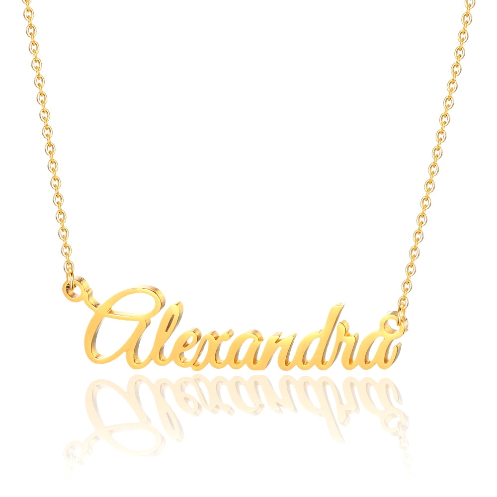 Alexandra Name Necklace Personalized, Gold Plated Custom Name Necklace ...