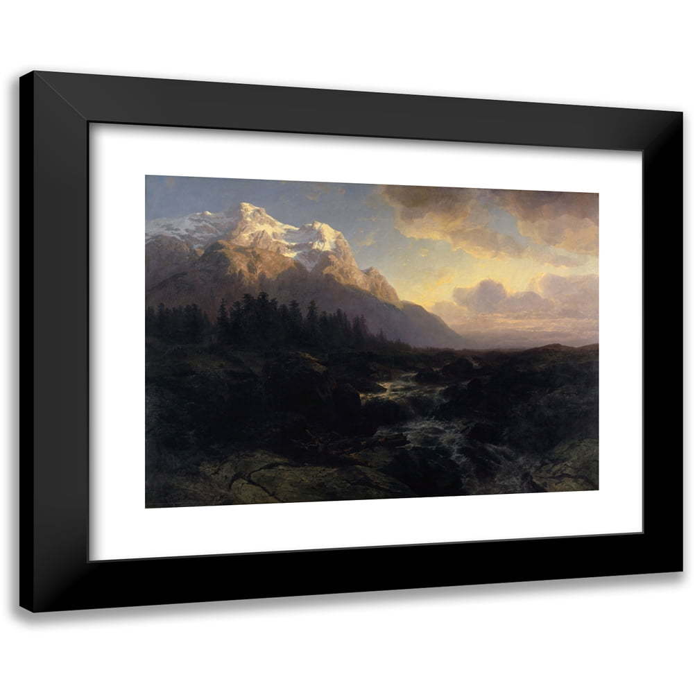 Alexandre Calame 18x14 Black Modern Framed Museum Art Print Titled - The Rosenlaui Valley with ...