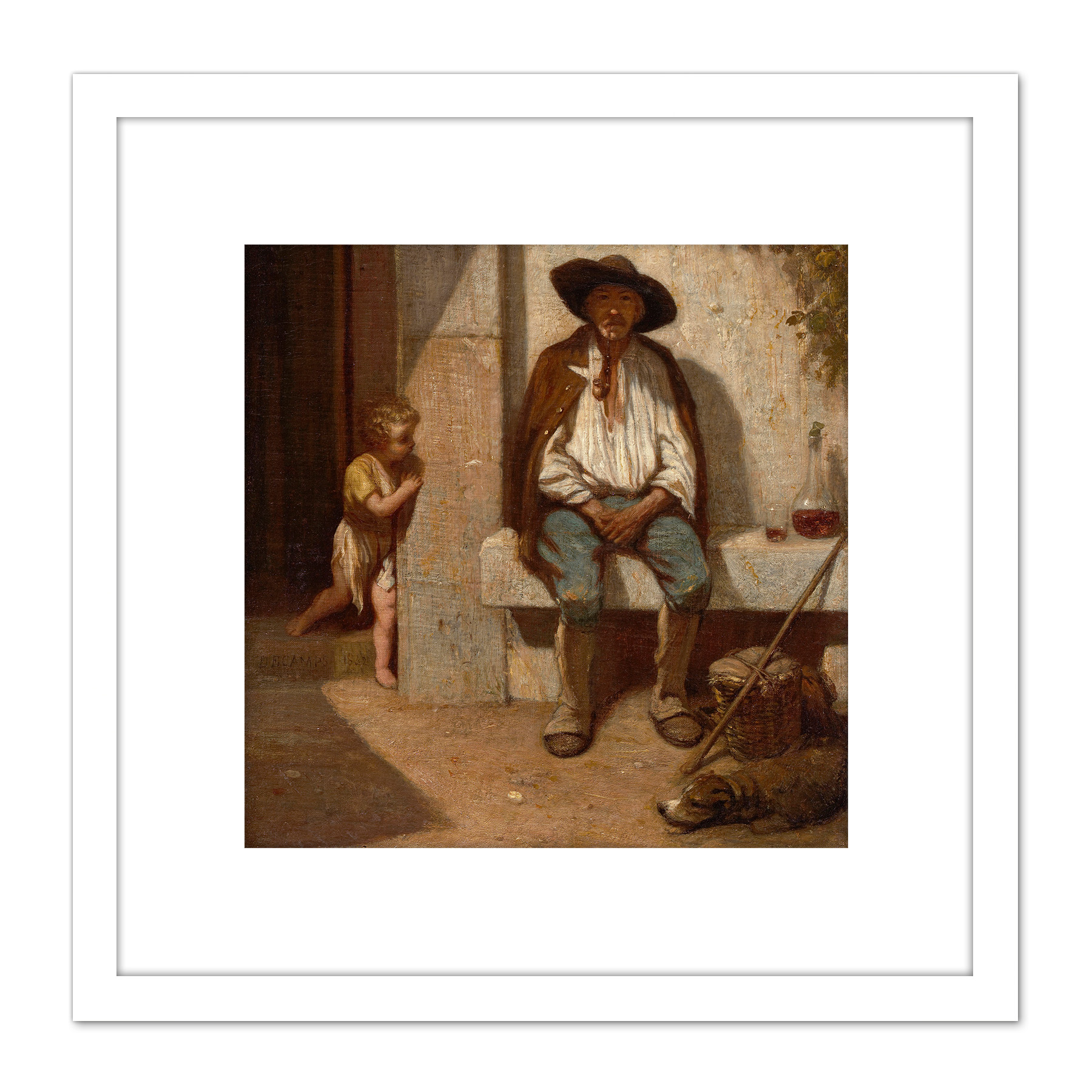 Alexandre Gabriel Decamps Italian Peasant 1842 Painting 8X8 Inch Square ...