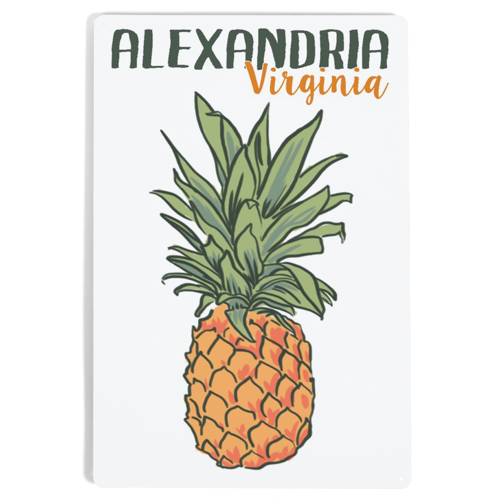 Alexandria, Virginia, Pineapple (12x18 Aluminum Art, Indoor Outdoor ...