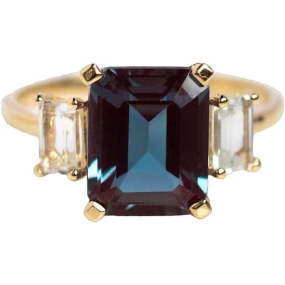‎Alexandrite Gemstone Ring, Natural ‎Alexandrite & White Topaz Ring ...