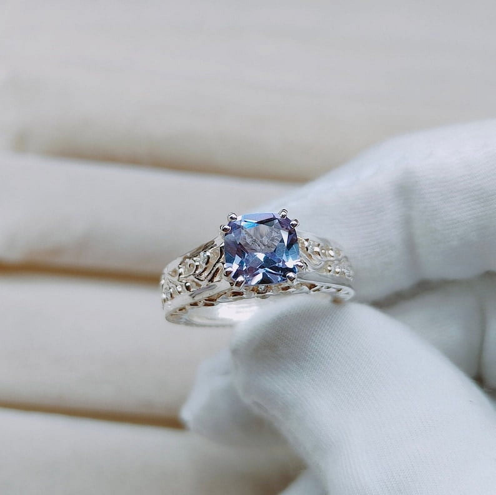 Alexandrite Ring, 925 Sterling Silver Ring, Color Change Stone Ring ...