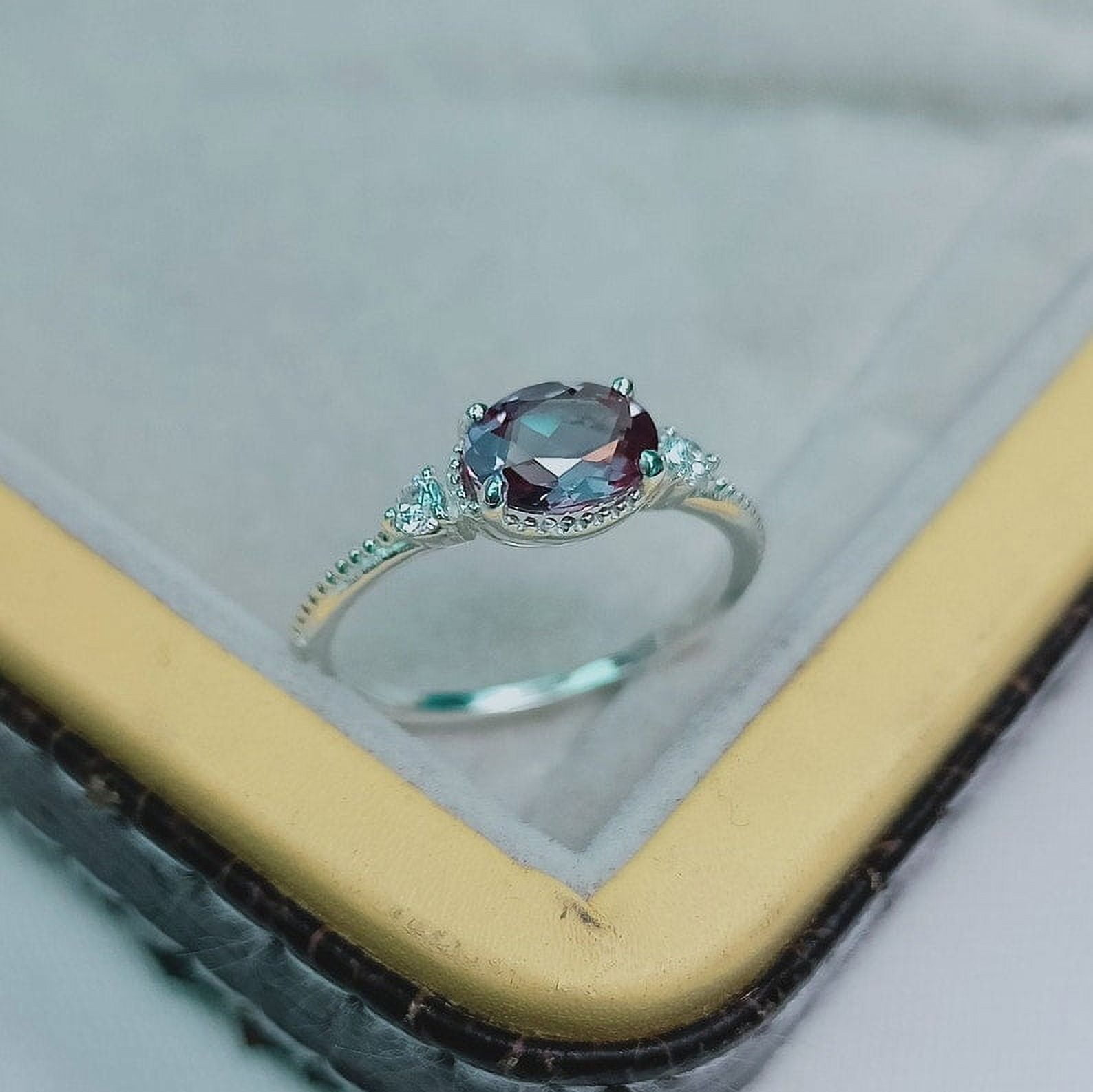 Alexandrite Ring, 925 Sterling Silver Ring, Color Change Stone Ring ...