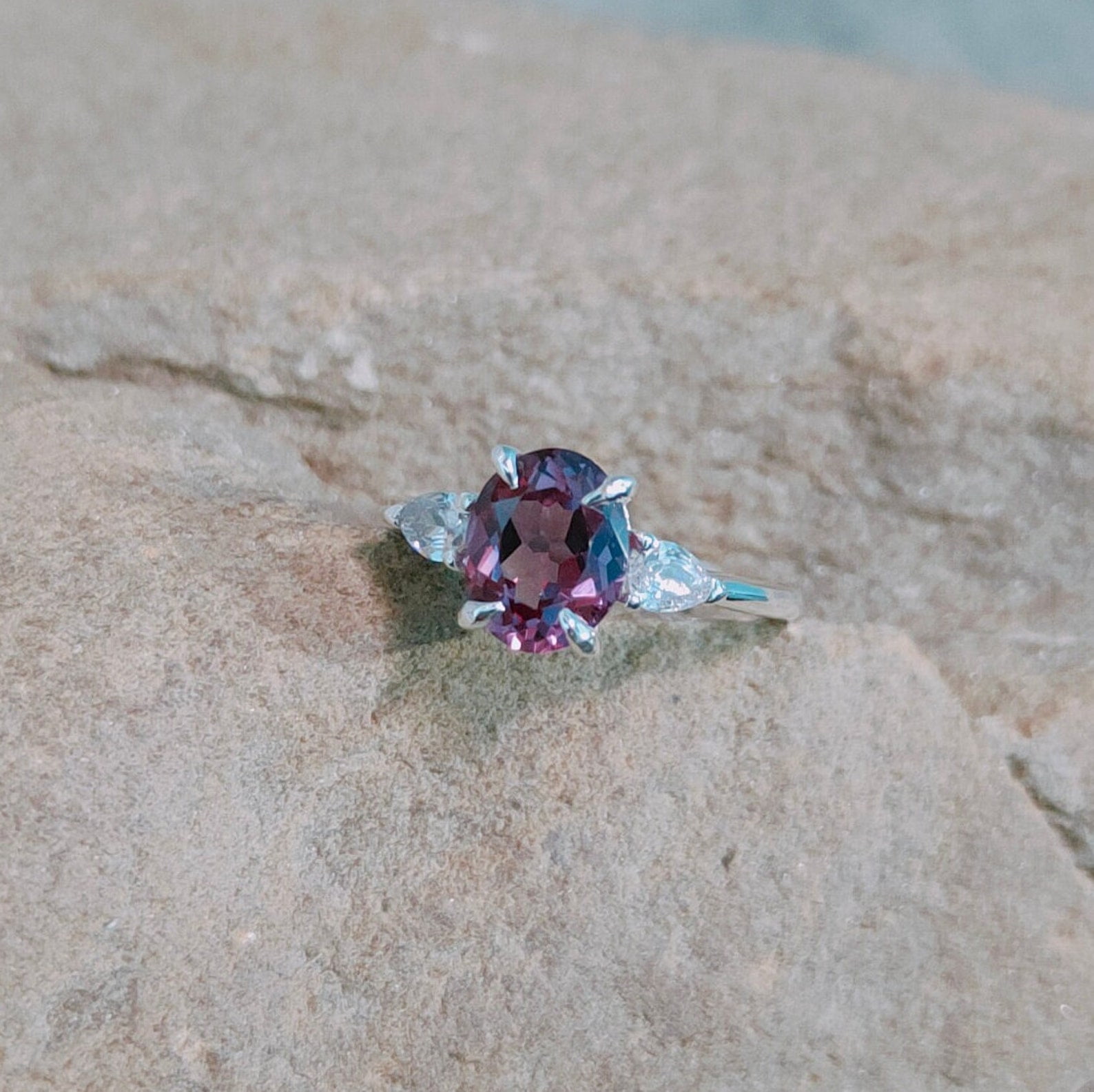Alexandrite Ring, 925 Sterling Silver Ring, Lab created Alexandrite ...