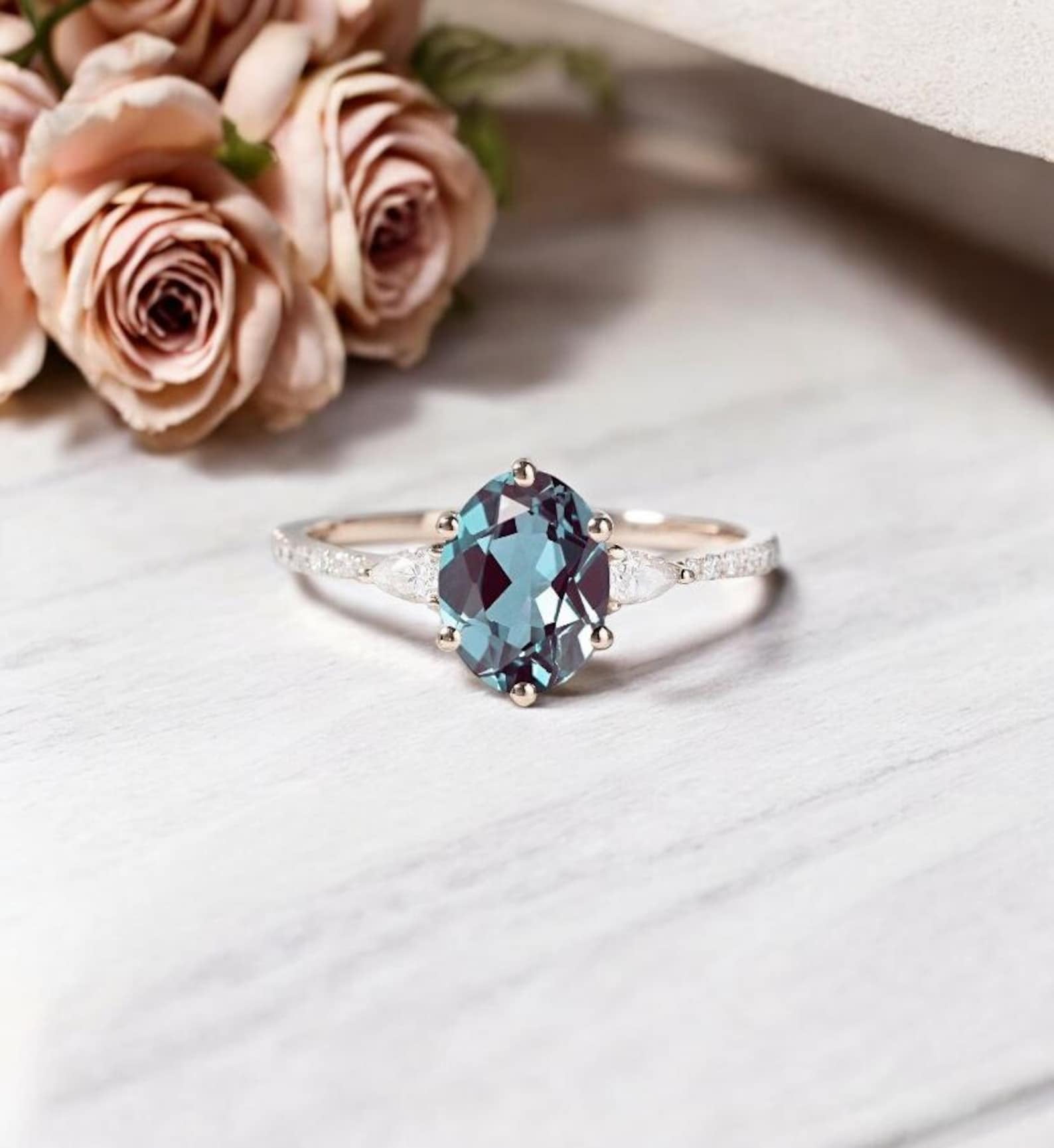 Alexandrite Ring, 925 Sterling Silver Ring, Lab created Alexandrite ...