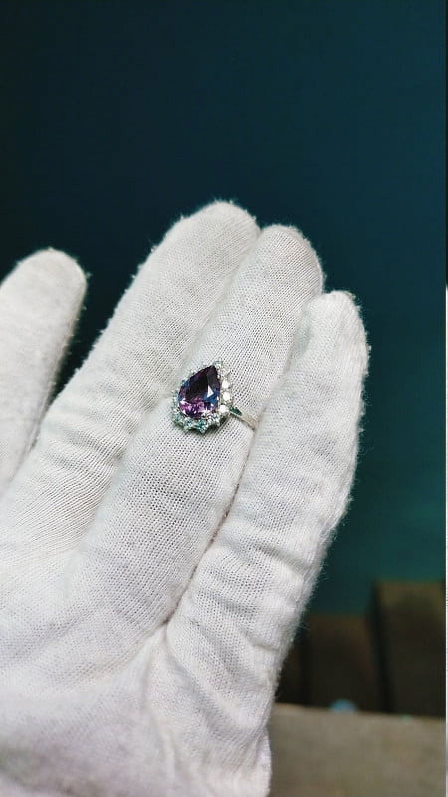 Alexandrite Ring, 925 Sterling Silver Ring, Pear cut Alexandrite Ring ...