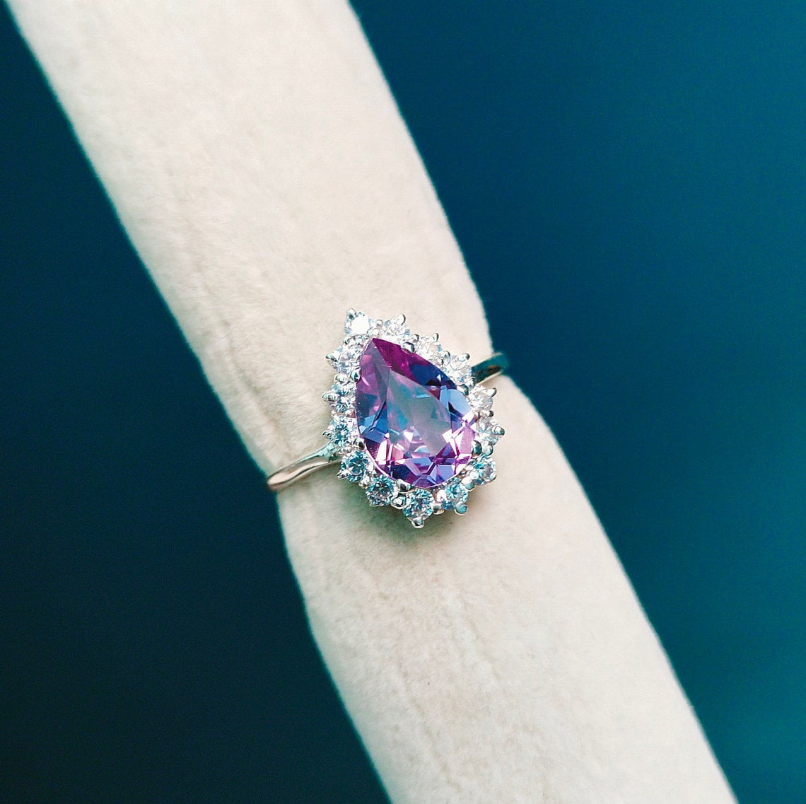 Alexandrite Ring, 925 Sterling Silver Ring, Pear cut Alexandrite Ring ...