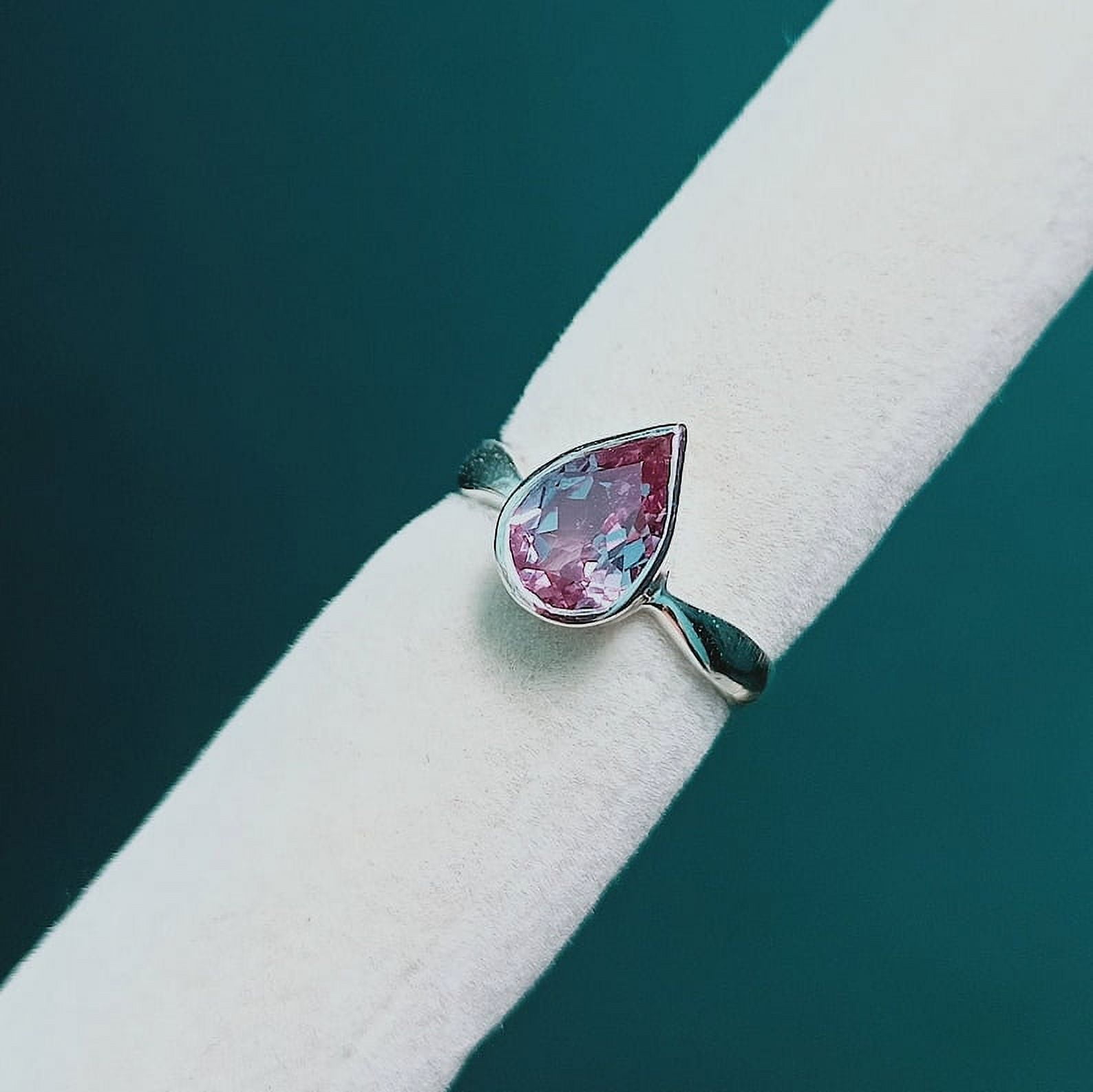 Alexandrite Ring, 925 Sterling Silver Ring, Pear cut Alexandrite Ring ...