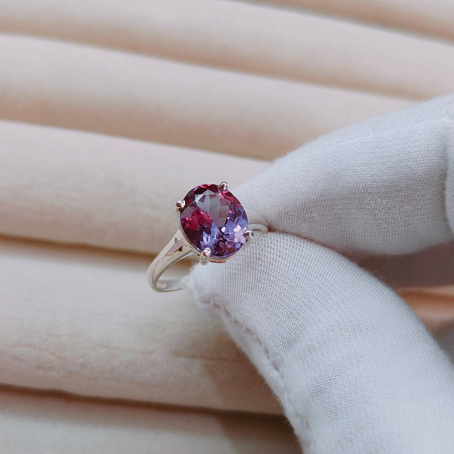Alexandrite Ring, 925 Sterling Silver Ring, lab created alexandrite ...