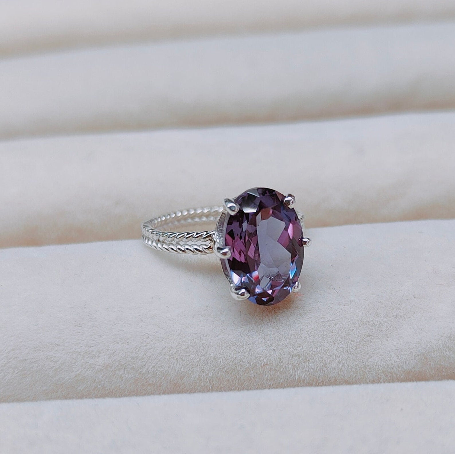 Alexandrite Ring, 925 Sterling Silver Ring, lab created alexandrite ...