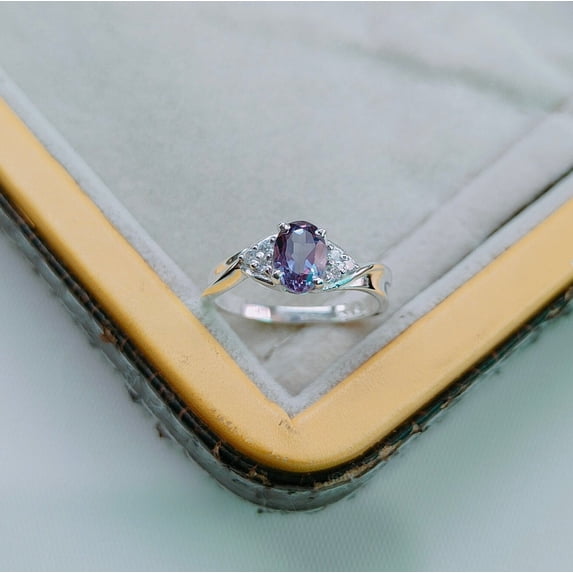 Alexandrite Ring, 925 Sterling Silver Ring, lab created alexandrite ...