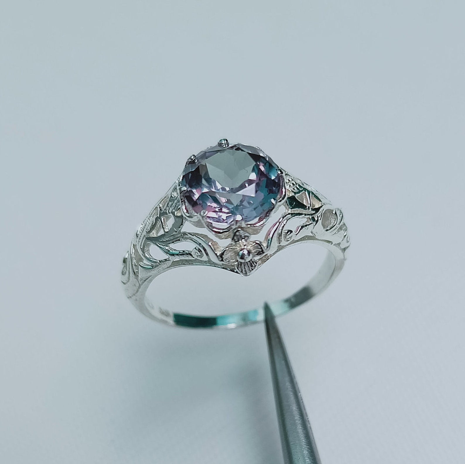 Alexandrite Ring, 925 sterling silver ring, lab created alexandrite ...