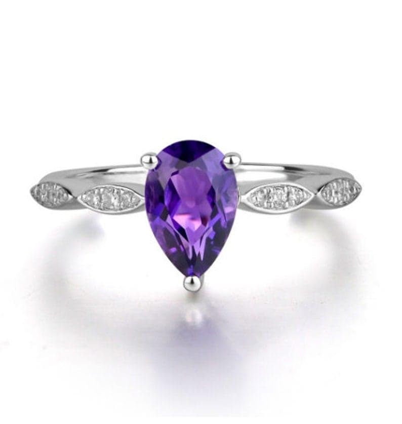 Alexandrite Ring Color Changing Ring Engagement Ring Pear Cut Color ...