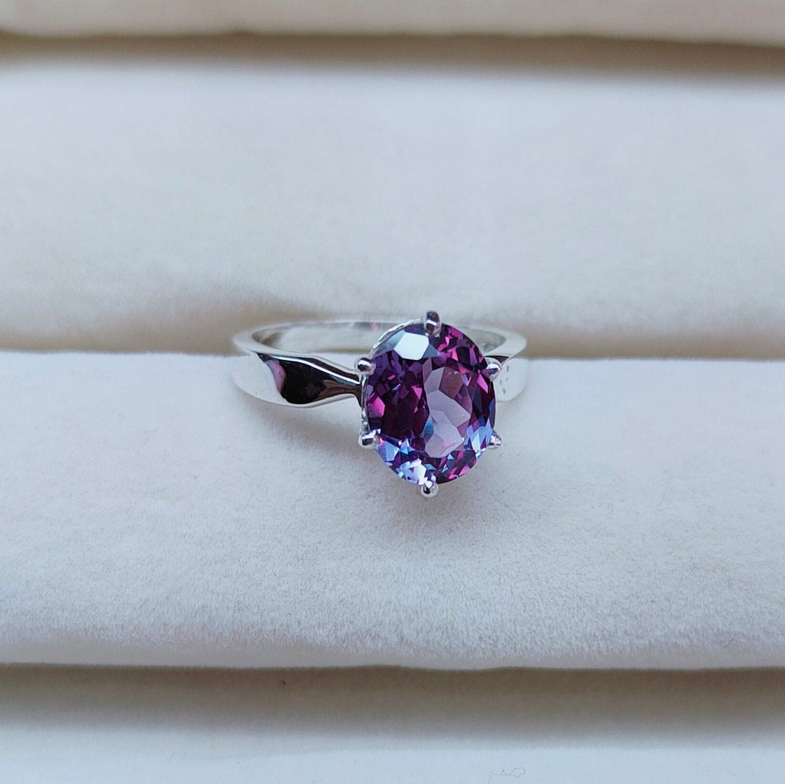 Alexandrite Ring, Oval Cut Alexandrite Ring, 925 Sterling Silver Ring ...