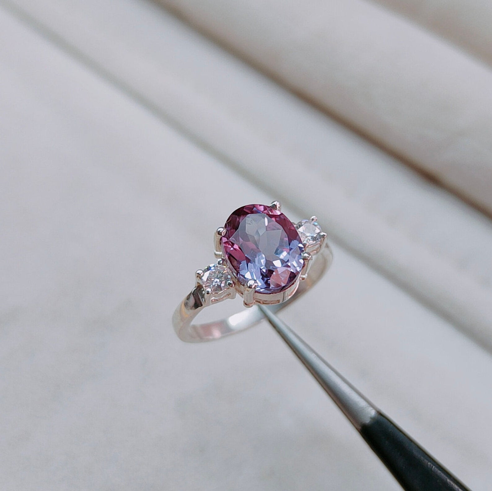 Alexandrite Ring, lab created alexandrite ring, 925 Sterling Silver Ring, Color Change Stone ...