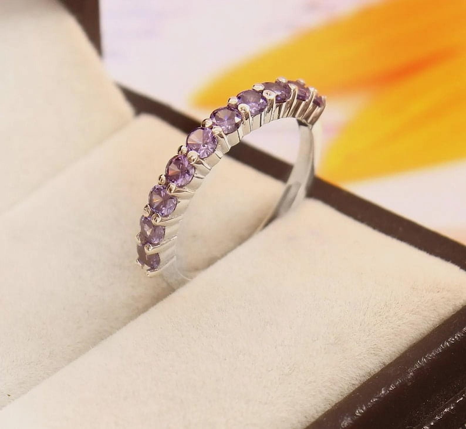 Alexandrite Wedding Band Ten Stone Silver Ring, Matching Band Half ...