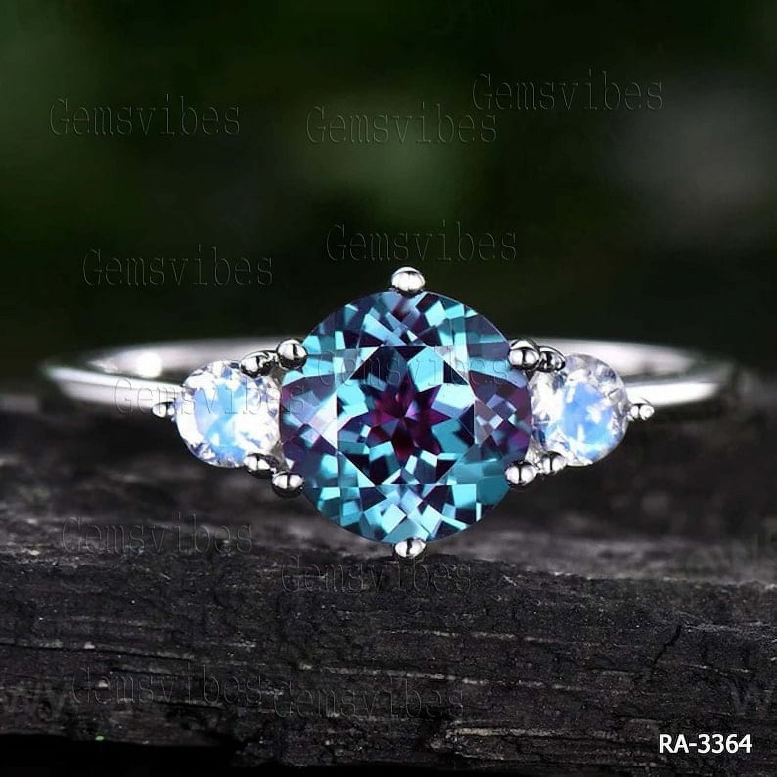 Alexandrite With Moonstone Ring S925 Sterling Silver Handmade Ring For ...