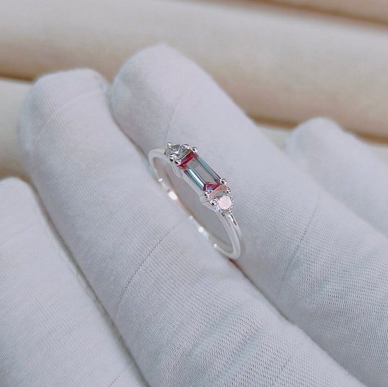 Alexandrite ring, Octagon cut alexandrite ring 925 Sterling Silver ring ...