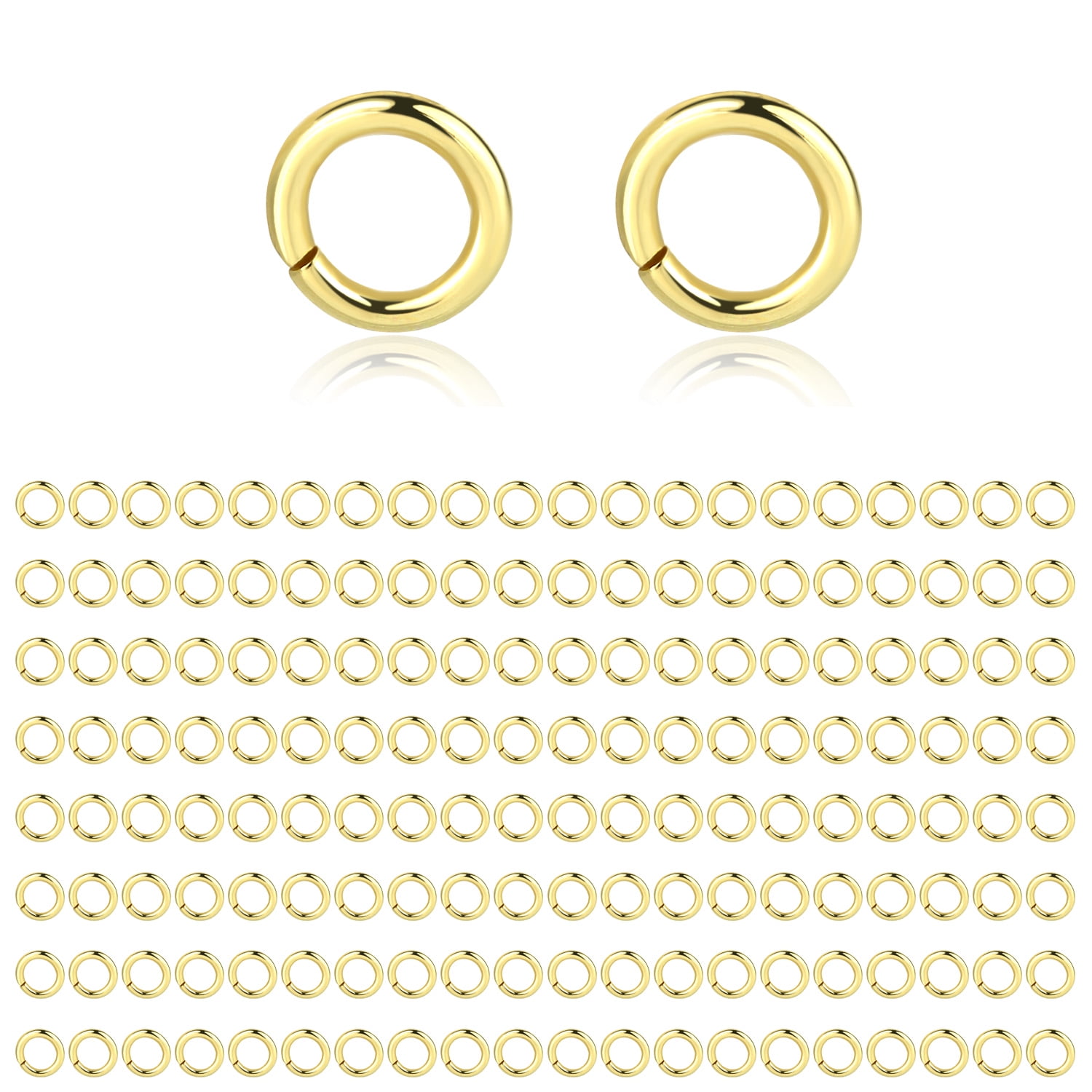 Alexcraft 300Pcs Open Jump Rings 14K Gold Plated Round Rings Connector ...