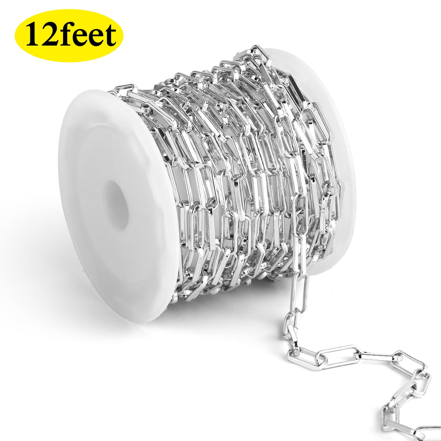 Alexcraft 12ft Feet Chains for Jewelry Making Silver Plated Stainless ...