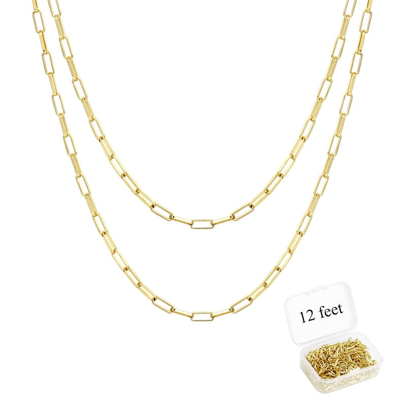 Alexcraft 12 Feet Gold Plated Chains for Jewelry Making Stainless Steel ...