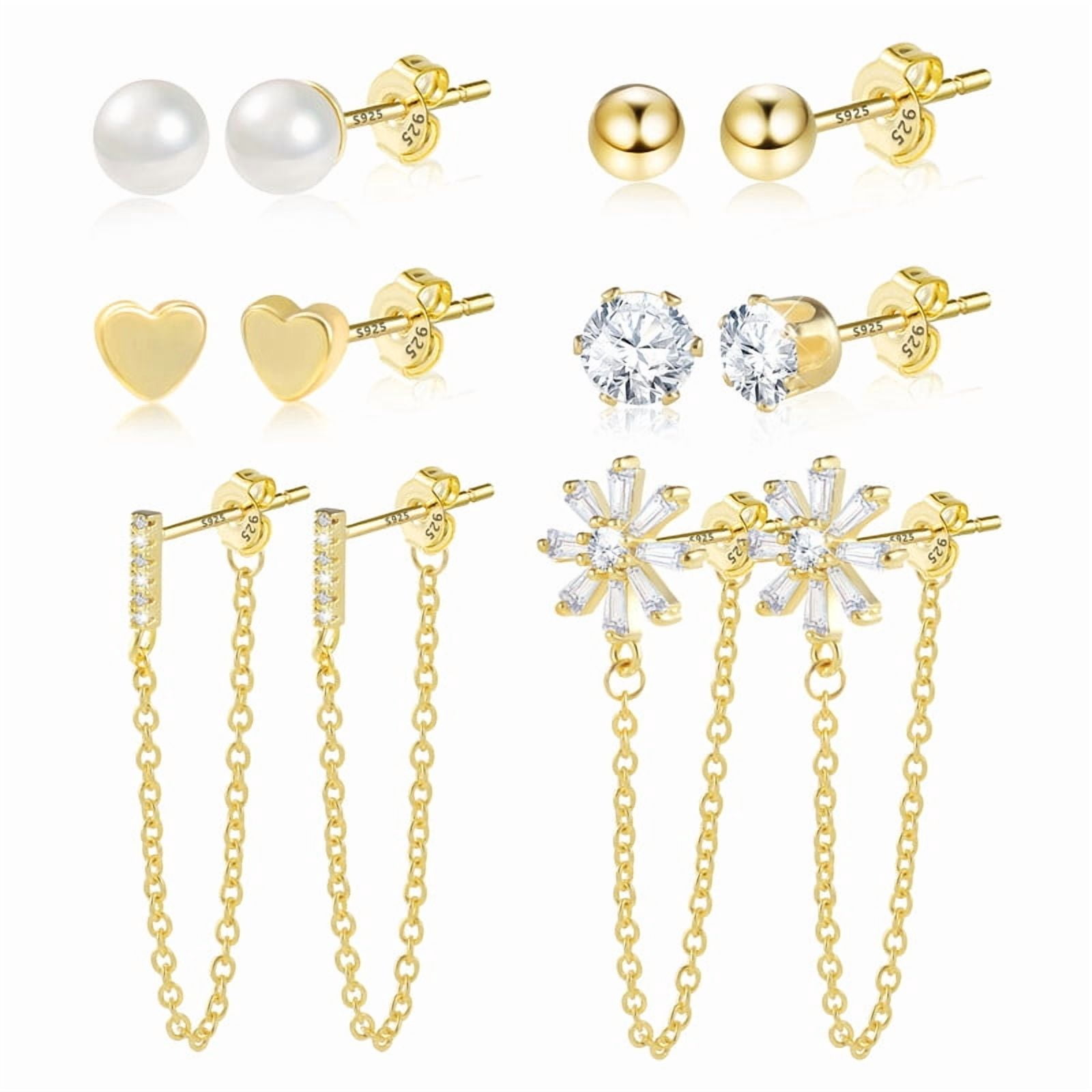 Alexcraft 4 Pairs Drop Dangle Chain Earrings for Women | 14K Gold ...