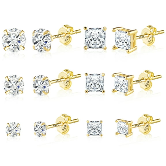 Halo Stud Earrings for Women Round Cut White Cubic Zirconia in 14K Gold ...