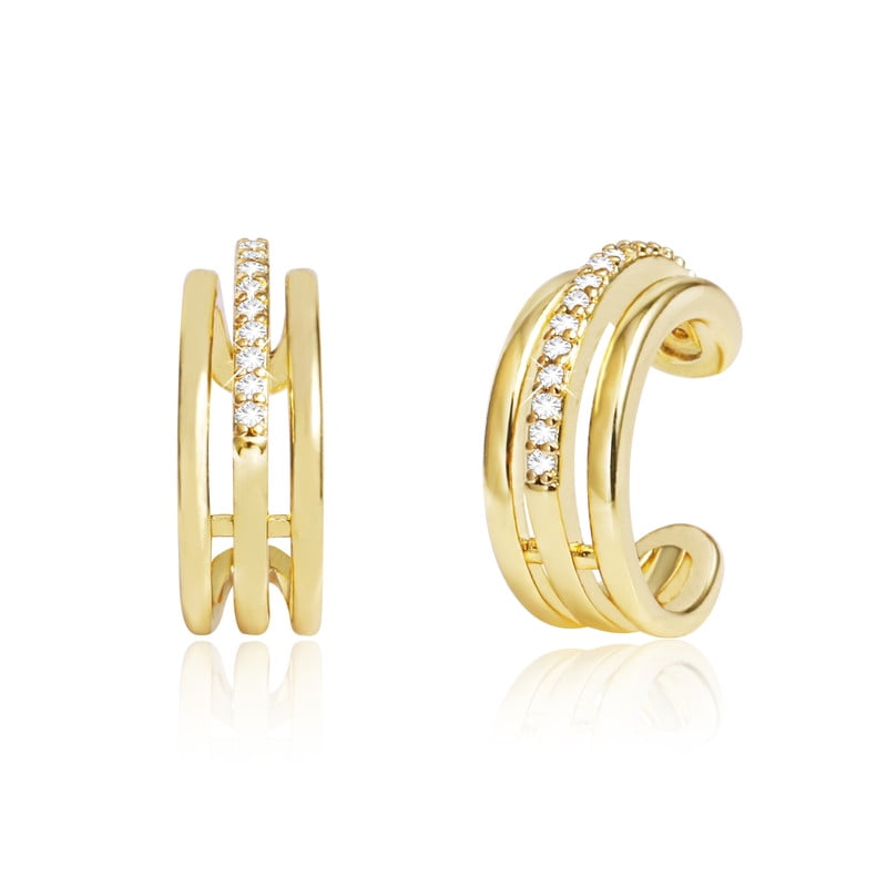 Alexcraft Gold Ear Cuff Earrings for Women Non Piercing, 14K Gold ...