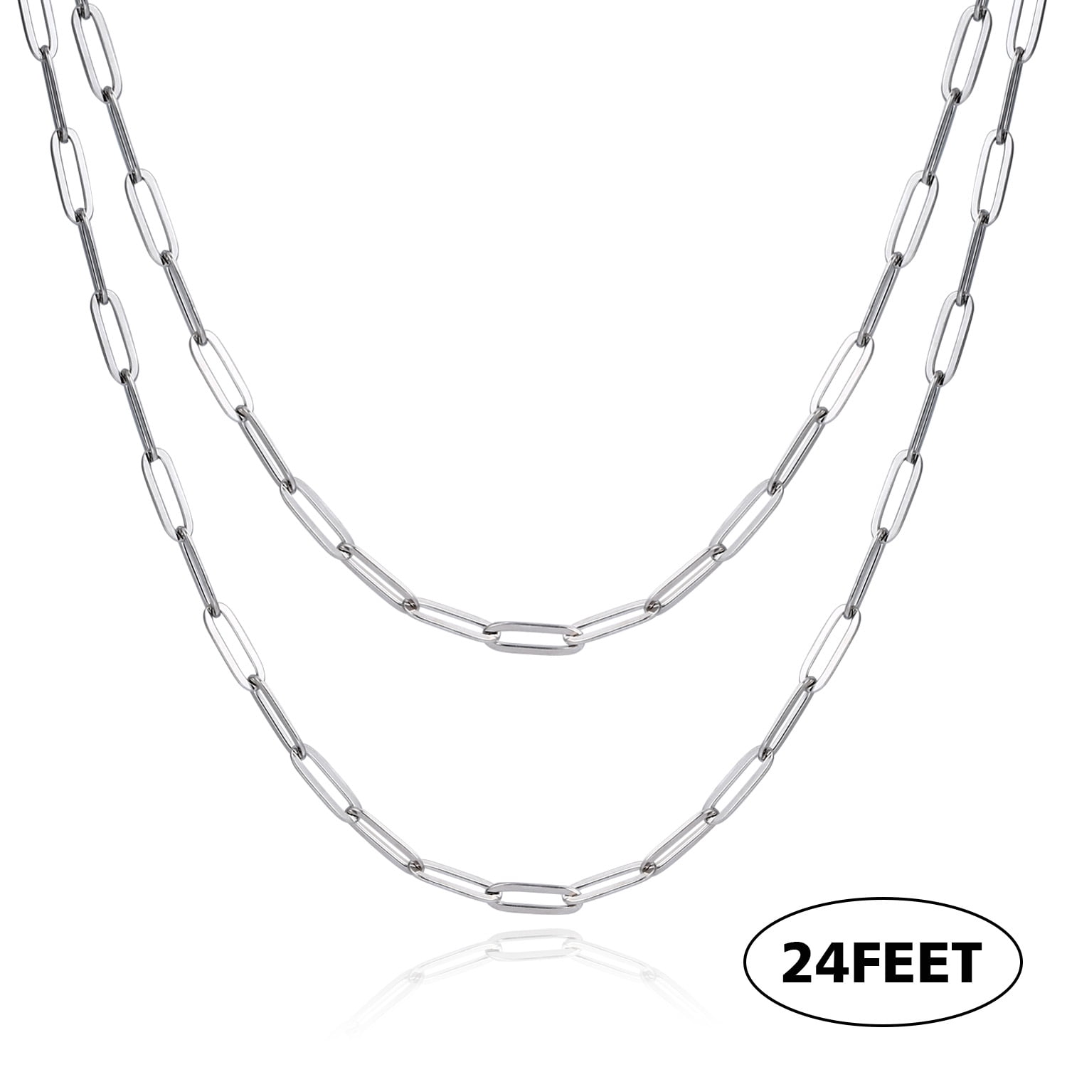 Alexcraft Gold Paperclip Chain Necklace for Women - 24Ft Silver Chains ...