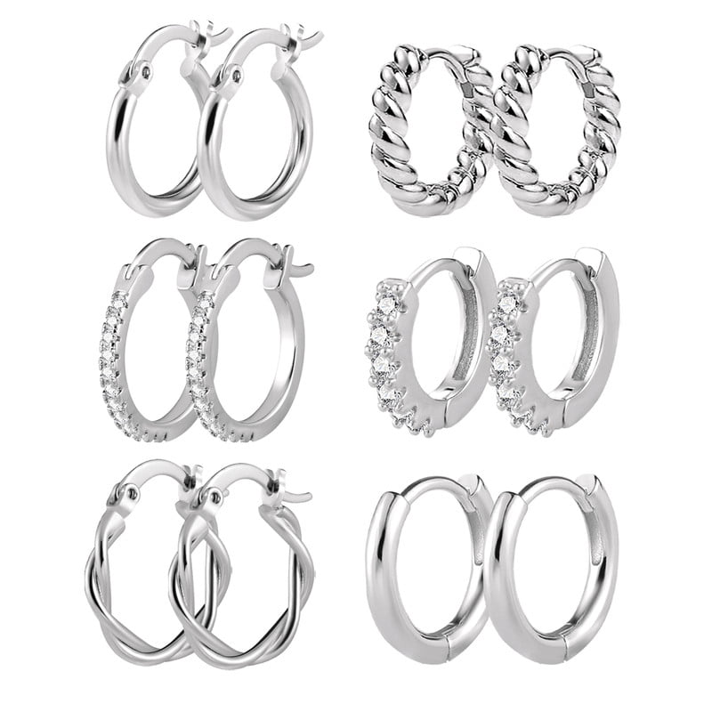 Alexcraft Small Hoop Earrings Set for Women, 14K Gold/Sliver Plated ...