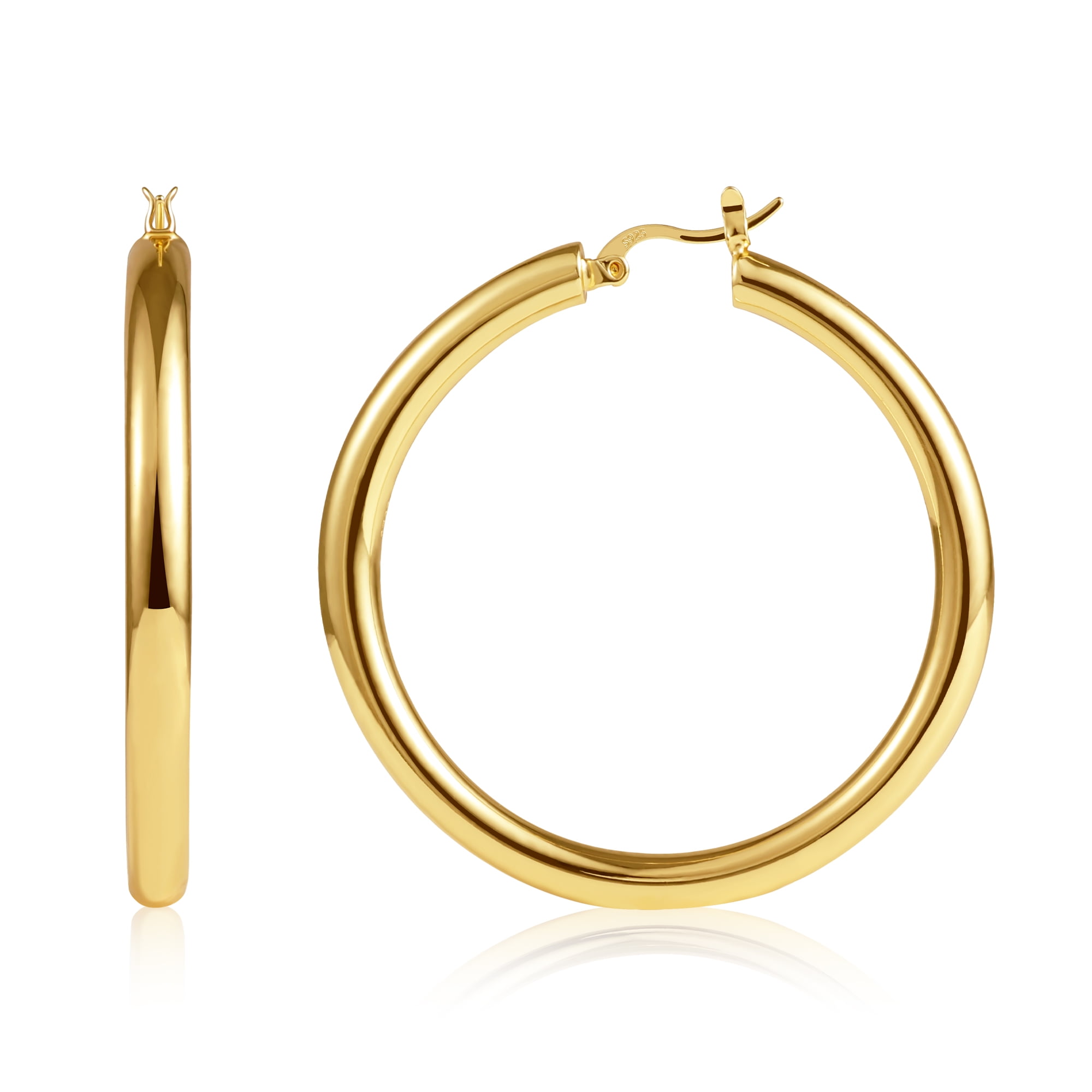Alexcraft Thick Gold Chunky Earrings Steling Silver Post Hoops Earrings ...