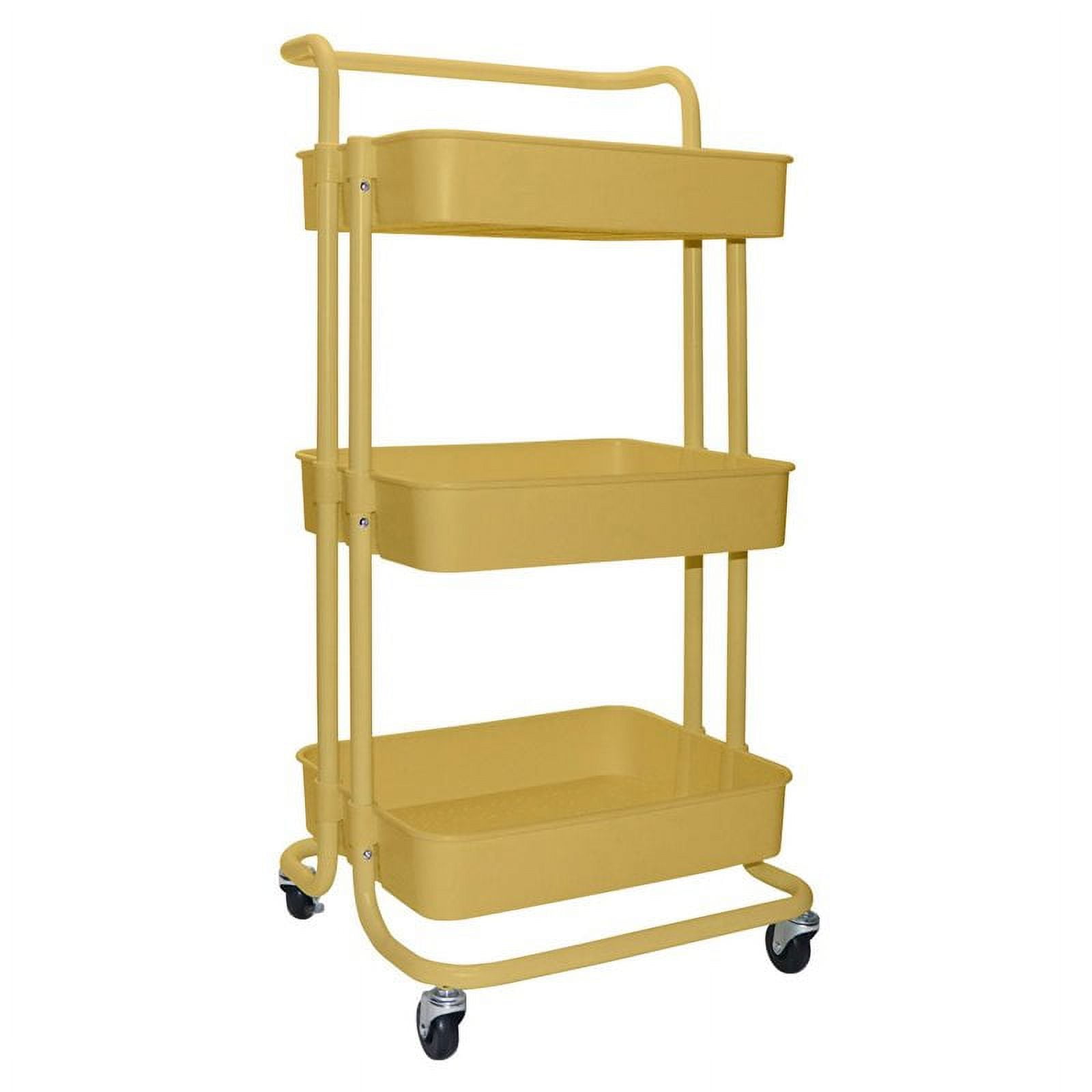 Alexent 3-Tier Modern Plastic Storage Trolley Rolling Utility Carts in ...