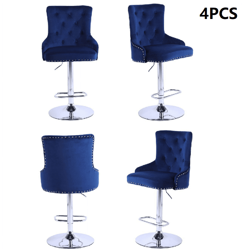 Alexent 4PCS Velvet Bar Stools, Swivel Counter Stools, Adjustable Bar ...