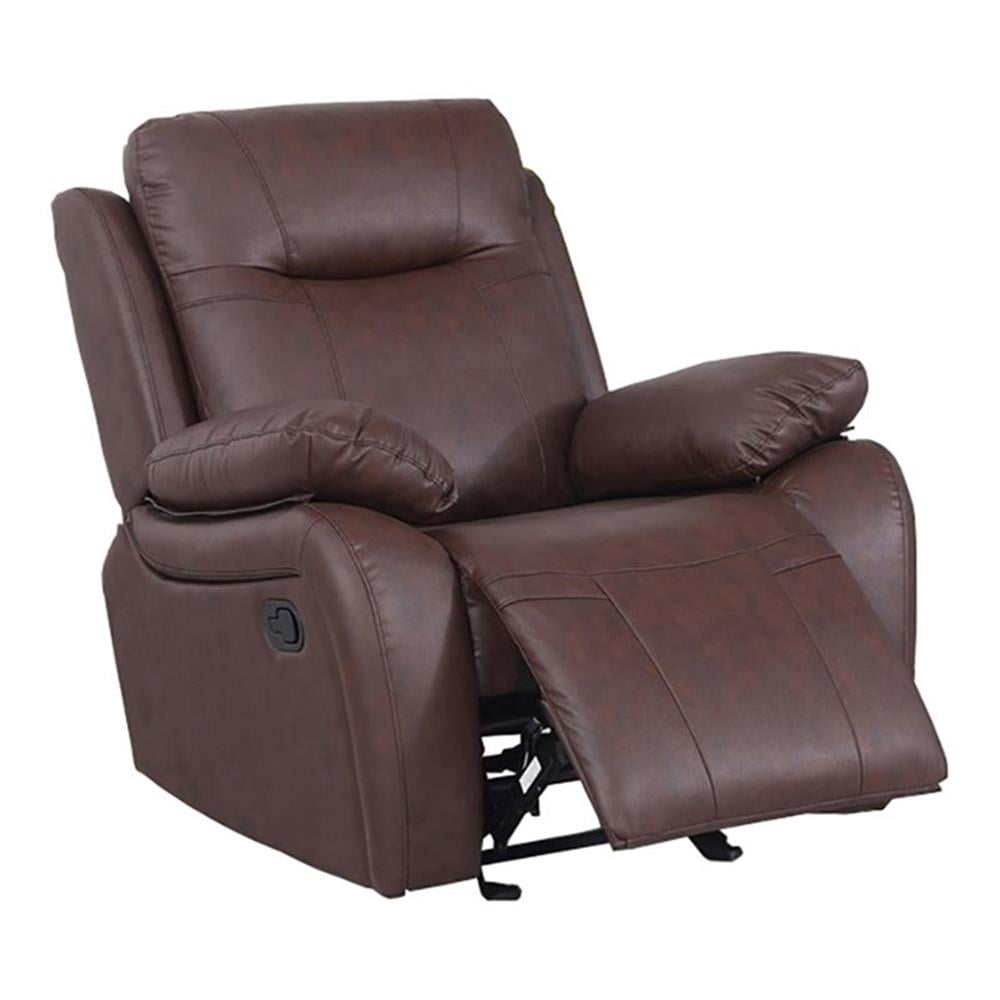 Alexent Manual Faux Leather Recliner Couch Reclining Arm Chair in Brown ...