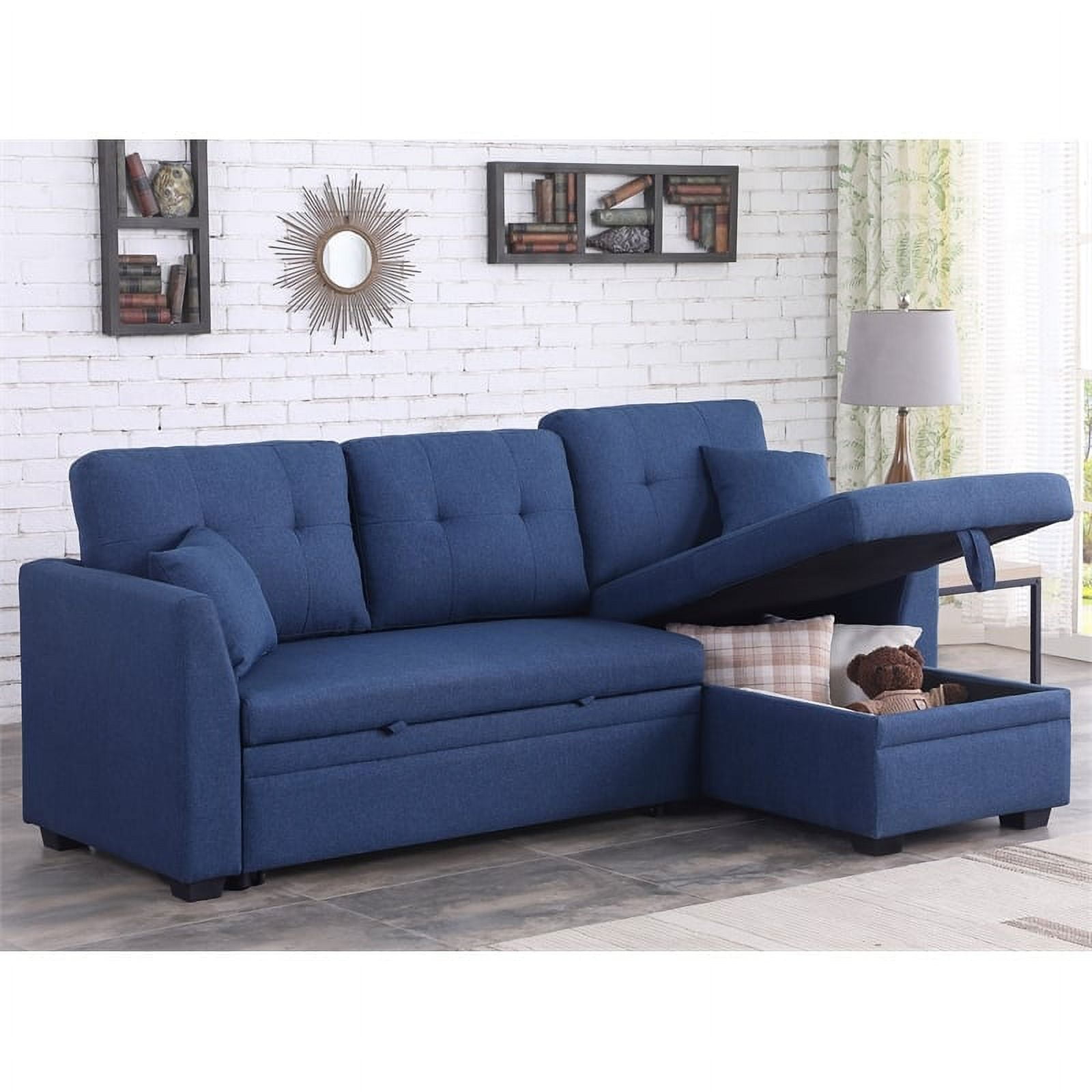 Alexent Sleeper Sofa with Pull Out Couch & Storage Chaise Fabric Sofa ...