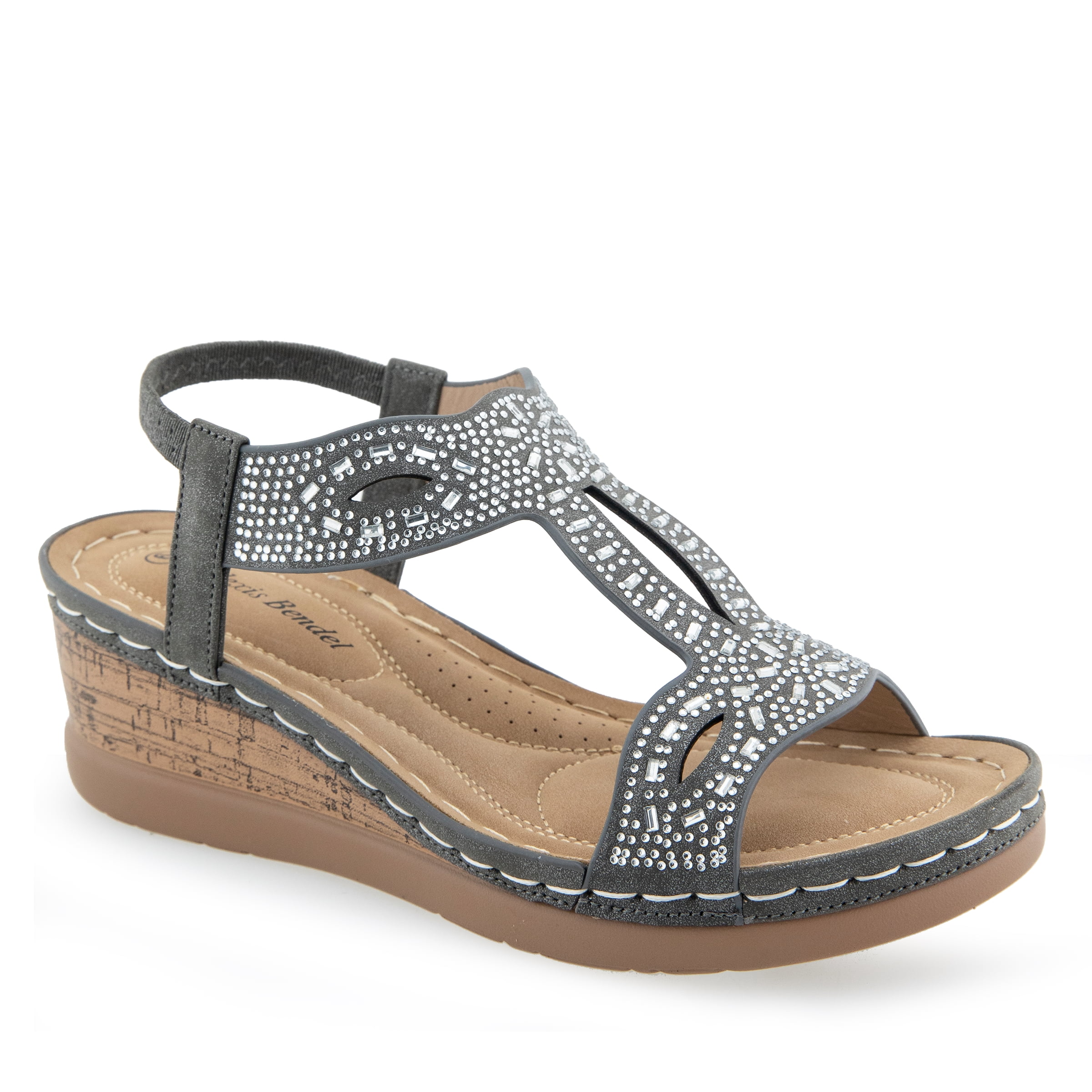 Alexis Bendel Wedge Sandals Glamorous Rhinestone Embellishments ...