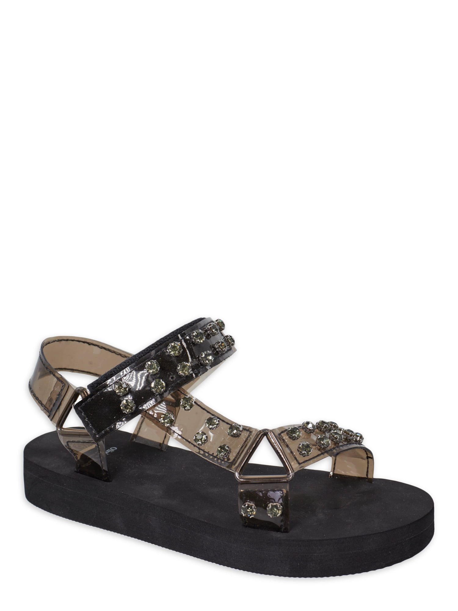 Alexis Bendel Women's Hook and Loop Bling Flat Sandals, Sizes 6-11 ...
