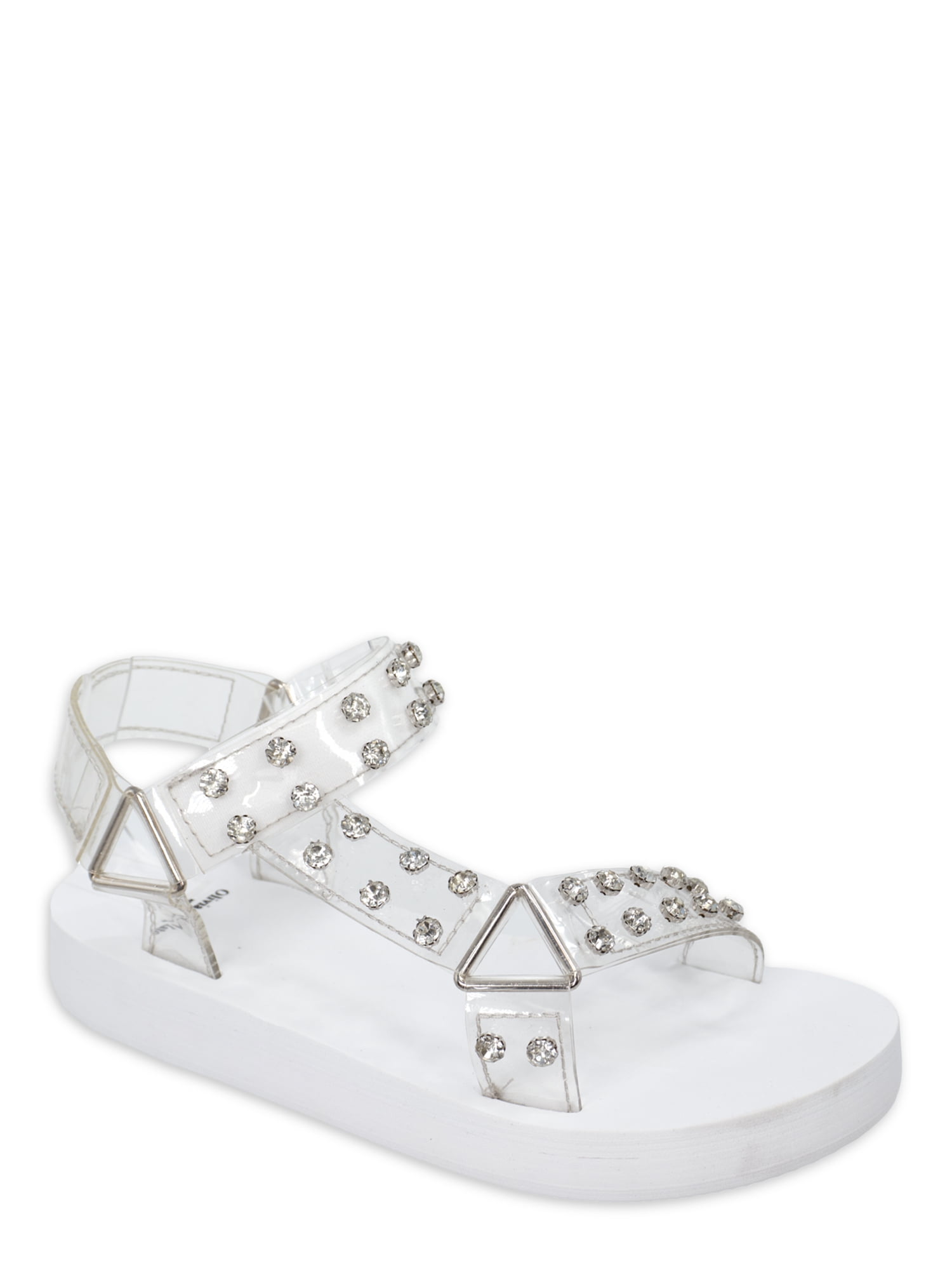 Alexis Bendel Women's Hook and Loop Bling Flat Sandals, Sizes 6-11 ...