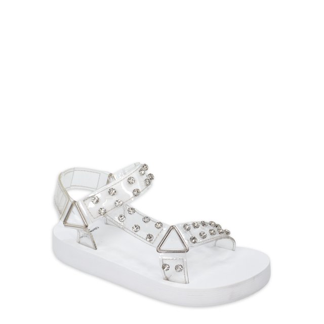 Alexis Bendel Women's Hook and Loop Bling Flat Sandals, Sizes 6-11 ...
